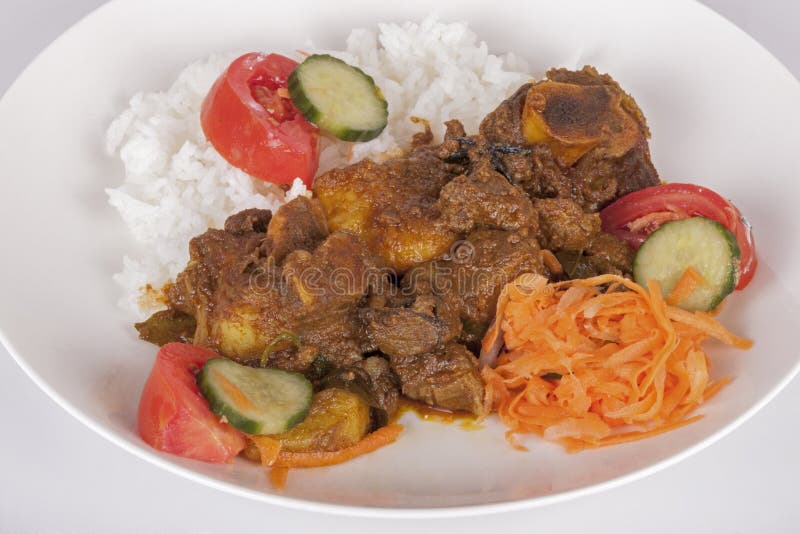 Cari De Mouton Avec Jasmine Rice Et Des Sambals Image stock - Image du ...