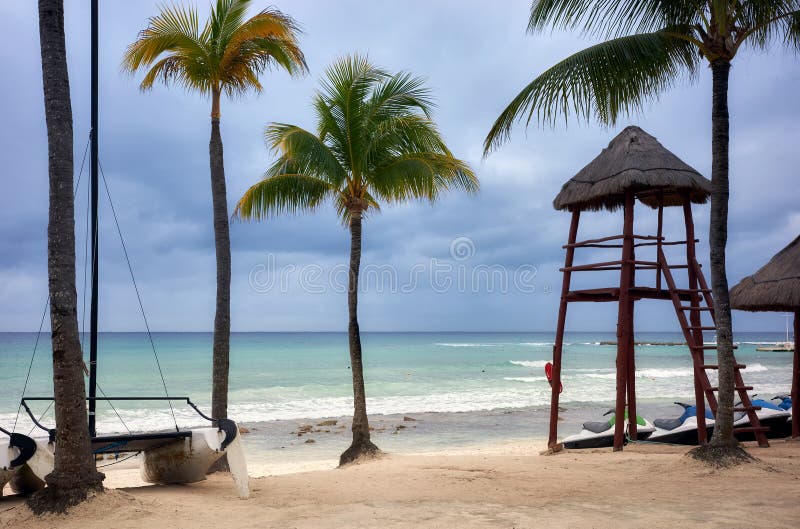 Caribbean Beach Just before a Tropical Storm Stock Photo - Image of ...