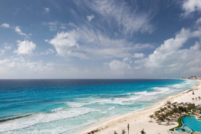 Caribbean Beach Panorama View Stock Photo - Image of blue, mexico ...
