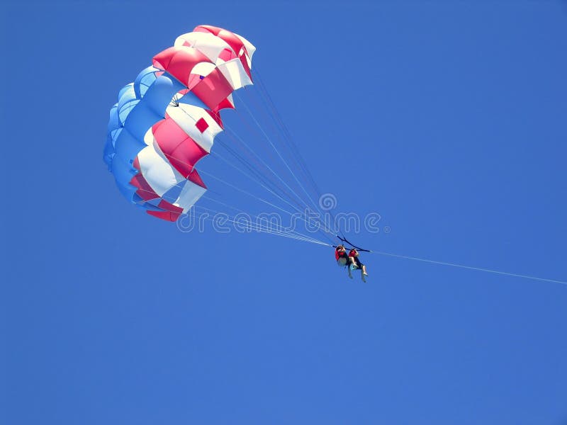 Caribbean Beach Parachute Vacation View from Down Stock Image - Image ...