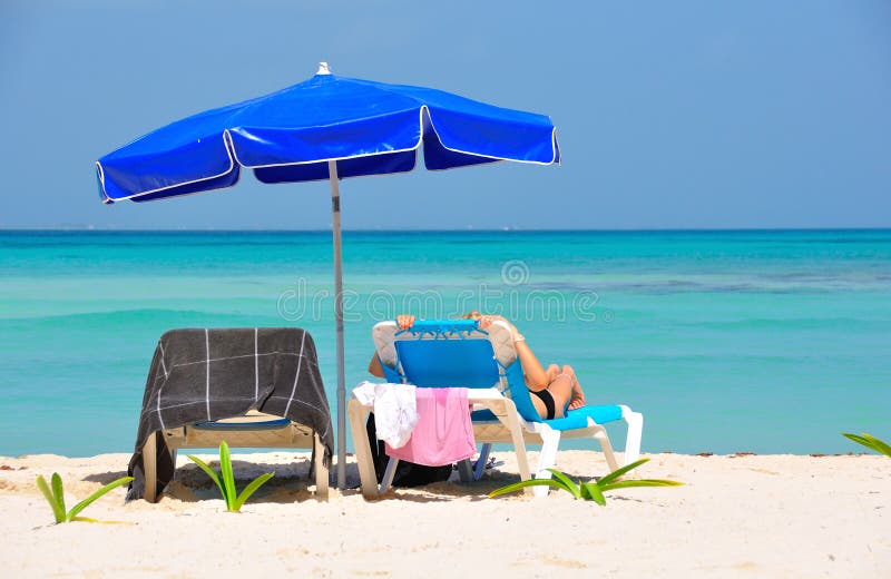 Caribbean Beach Tanning, Mexico Stock Photo - Image of coastline ...