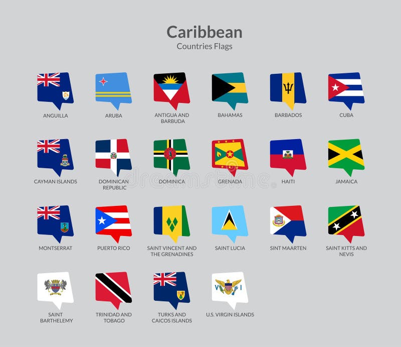 Caribbean Countries Countries Flag Icons Collection Stock Vector ...