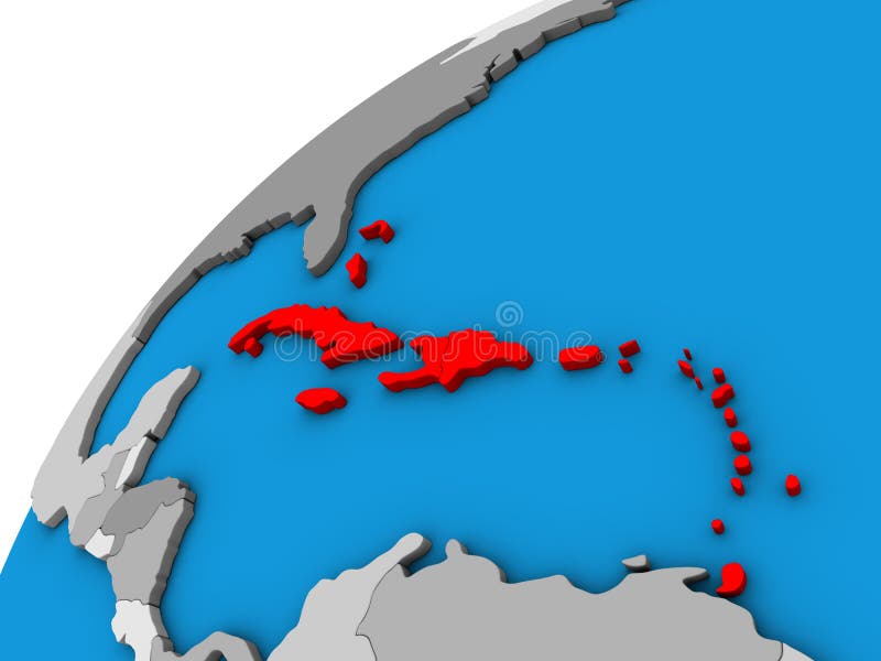 Caribbean on 3D globe stock illustration. Illustration of region ...