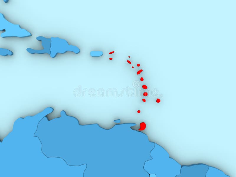Caribbean on 3D map stock illustration. Illustration of country - 86431786