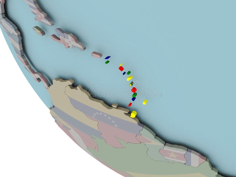 Caribbean with Flag Illustration Stock Illustration - Illustration of ...