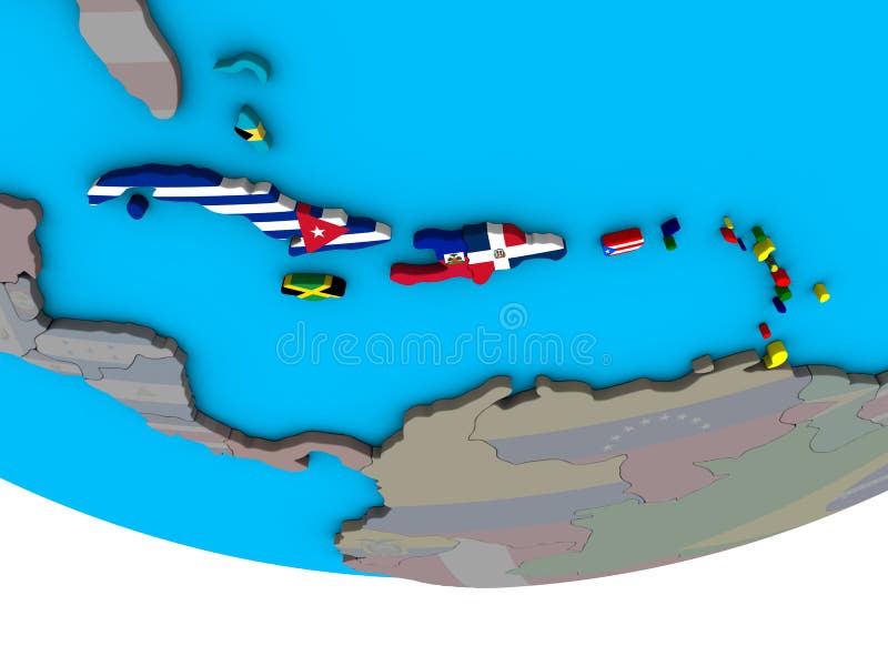 Caribbean with Flags on Map Stock Illustration - Illustration of cuba, antilles: 131059583