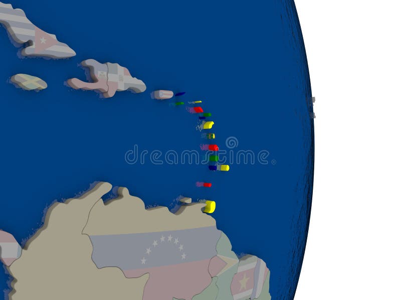 Caribbean with its flag stock illustration. Illustration of ...