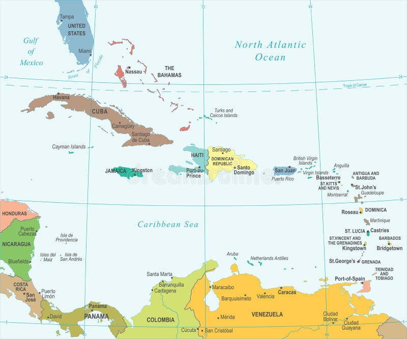 caribbean map labeled