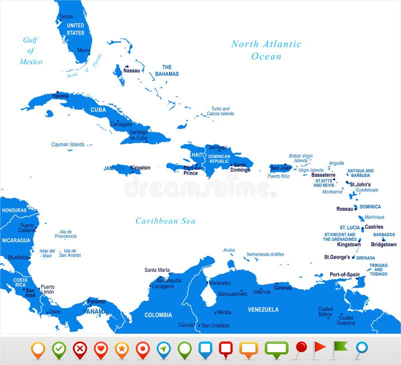 The Caribbean Map - Vector Illustration Stock Illustration ...