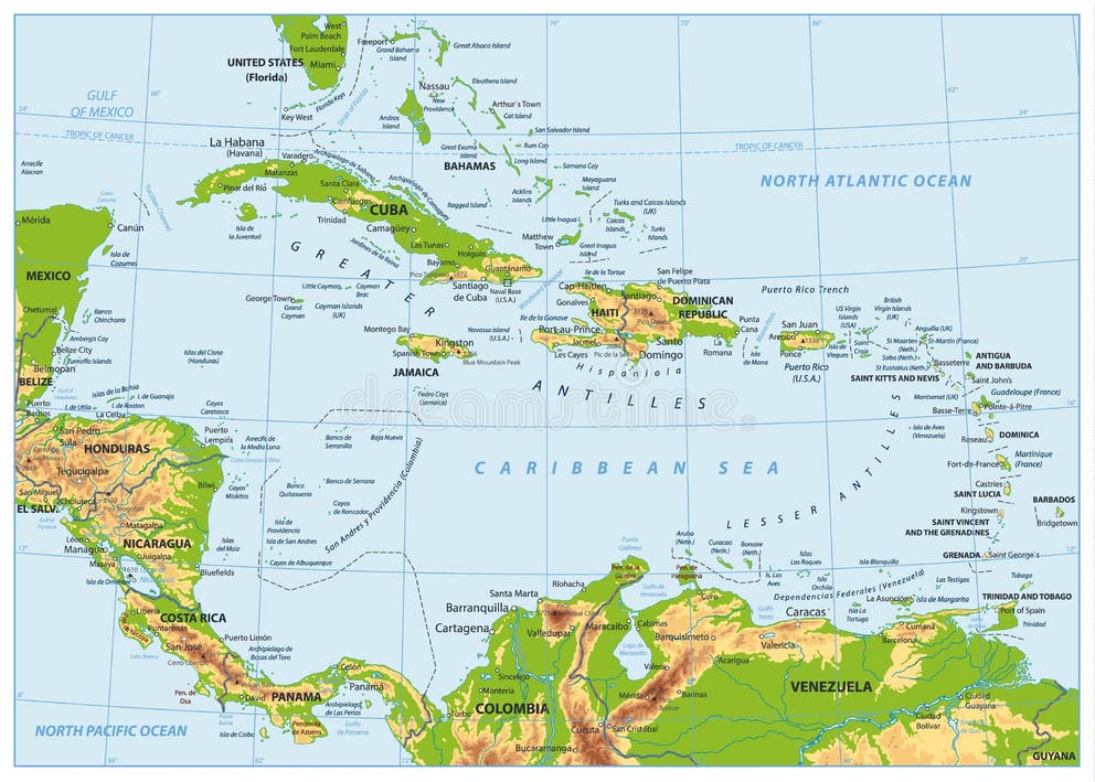 Greater Antilles Map Stock Illustrations – 246 Greater Antilles Map ...