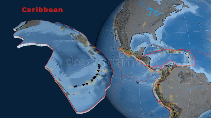 Caribbean Plate Described and Presented - Topo and Bathy Stock ...