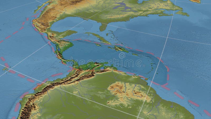 Caribbean Plate Enlarged and Outlined - Physical Stock Illustration ...