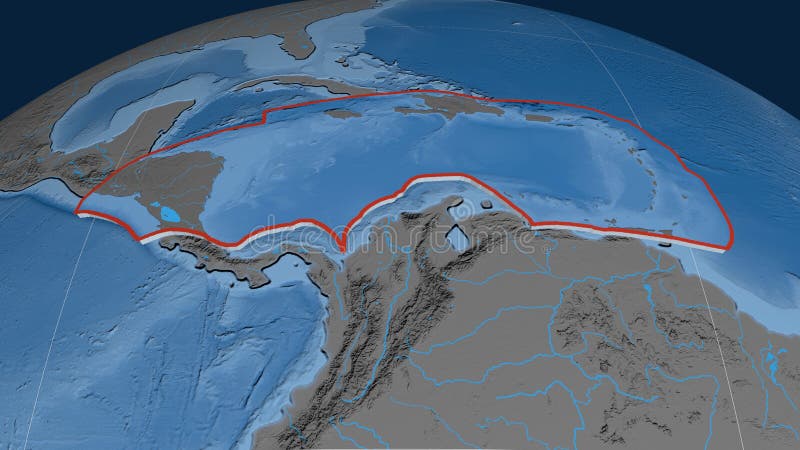 Caribbean Plate Extruded - Topo and Bathy Stock Illustration ...