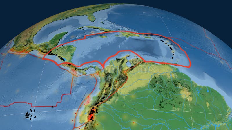 Caribbean Plate Outlined - Topographic Stock Illustration ...