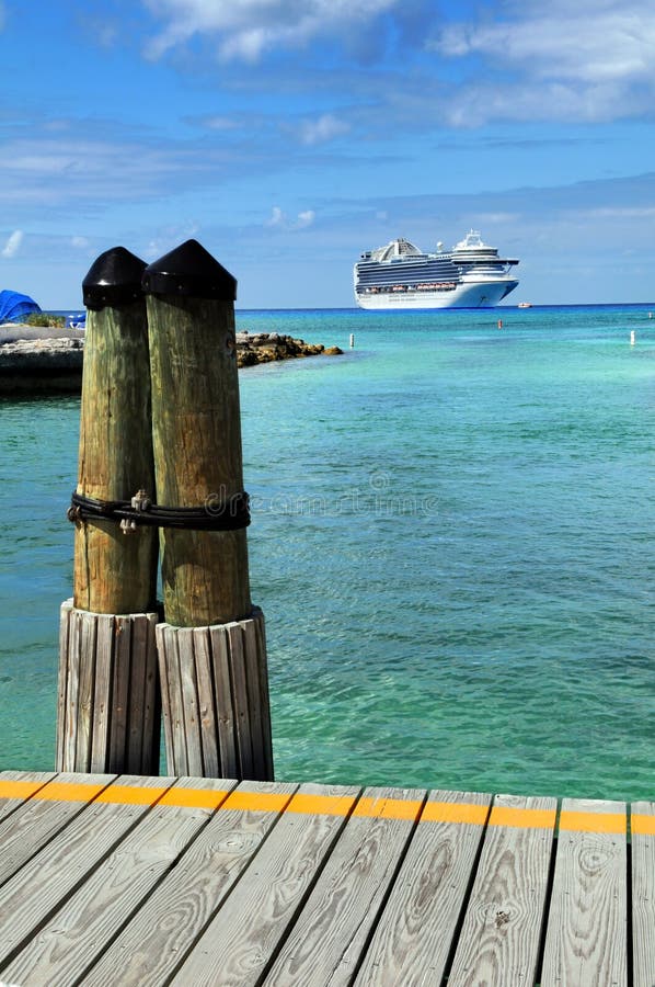 Caribbean Port with Cruise Ship in Background Stock Image - Image of ...