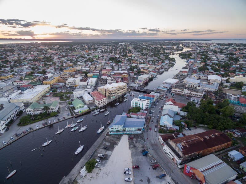 Caribbean Sea and Belize Cityscape Stock Image - Image of boat ...