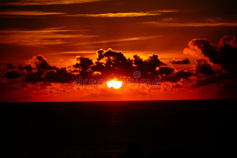 Caribbean Sea Ocean Sun Rise Stock Photo - Image of orange, island ...