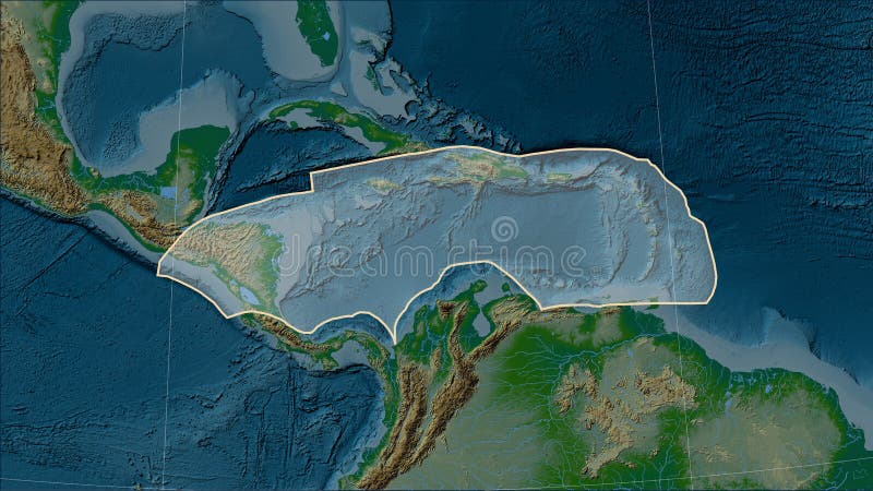 Caribbean Tectonic Plate. Physical Map Stock Illustration ...