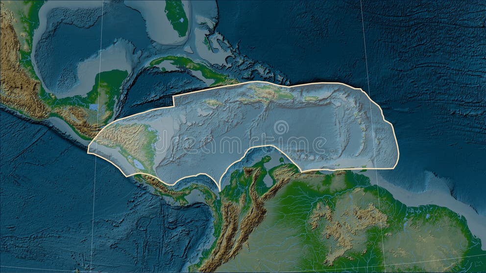 Caribbean Tectonic Plate. Physical Map Stock Illustration ...
