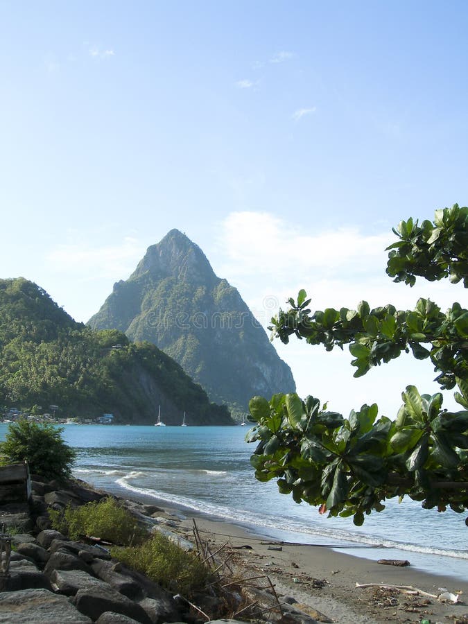 A View of the Pitons in St. Lucia Stock Photo - Image of soufriere ...