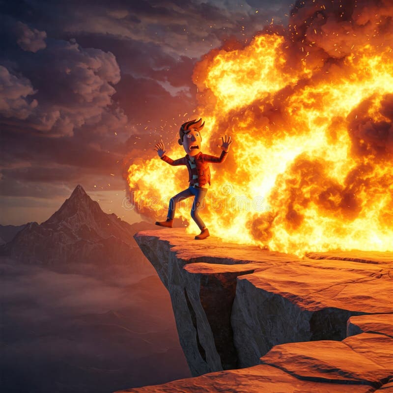 Caricatura Antes De Explotar Al Borde De Un Precipicio. Foto de archivo ...