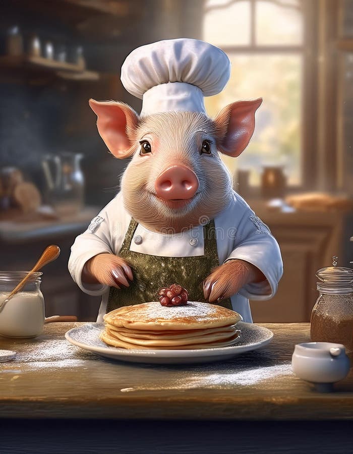 Caricatura De Crepes De Piglet De Chef Foto de archivo - Imagen de ...