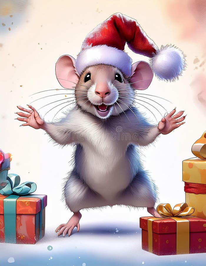 Caricatura De La Rata De Navidad Imagen de archivo - Imagen de mascota ...