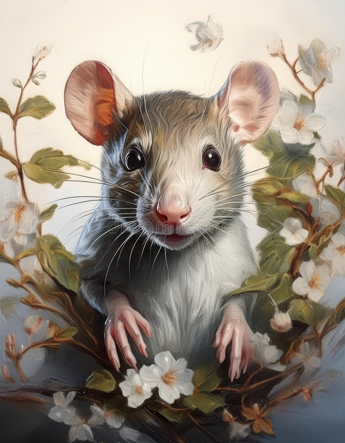 Caricatura De Rata Con Flores Foto de archivo - Imagen de animales ...