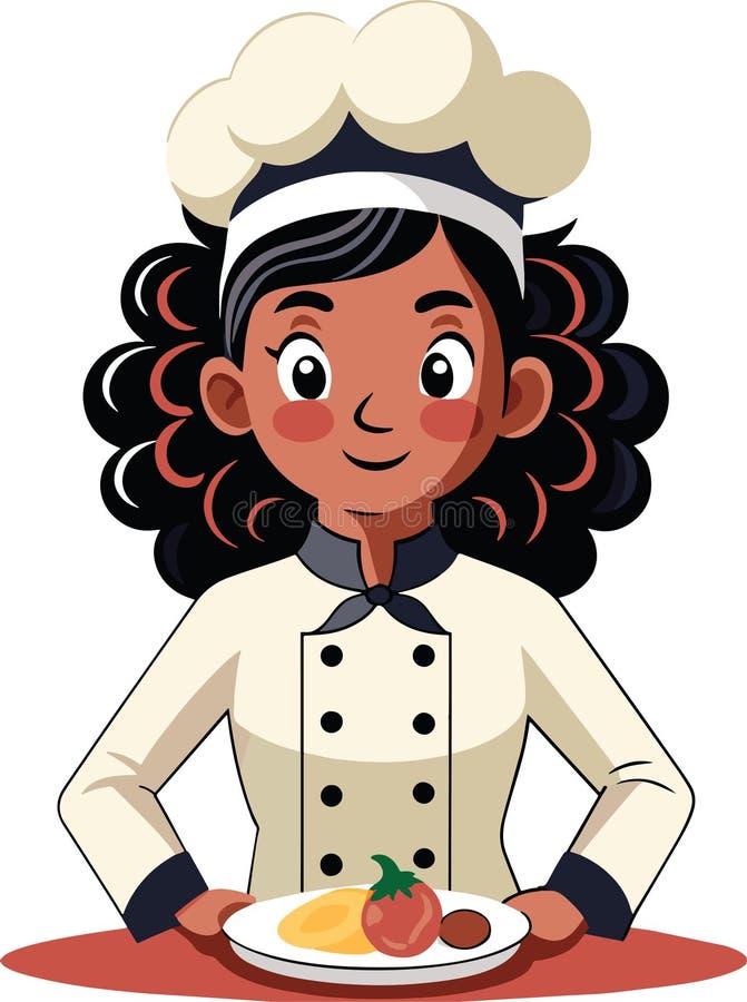 Caricatura De Una Cocinera Negra Con Uniforme Ilustración del Vector ...