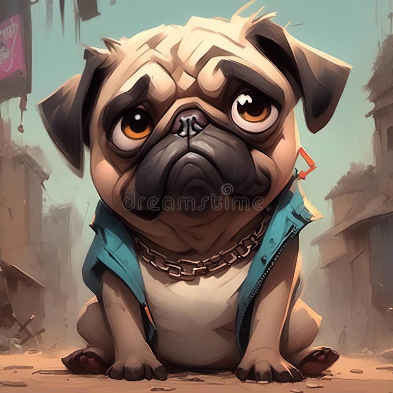 Caricatura Divertida De Pug Mops Caricatura De Perro Stock de ...