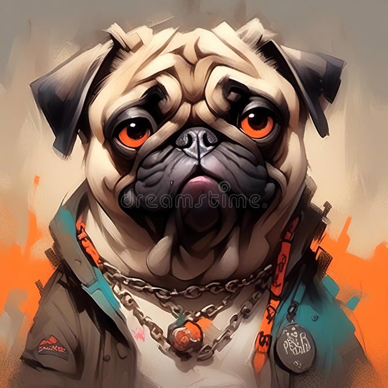 Caricatura Divertida De Pug Mops Caricatura De Perro Stock de ...