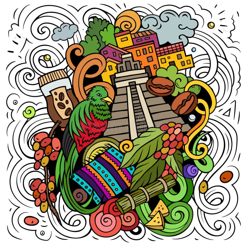 Ilustración De Doodle De Caricatura De Guatemala. Diseño Divertido ... Ilustración De Doodle De Caricatura De Guatemala. Diseño Divertido ...