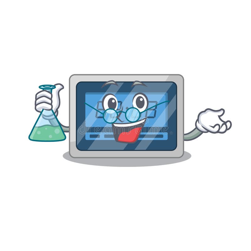Caricature Character of Digital Timer Smart Professor Working on a Lab ...
