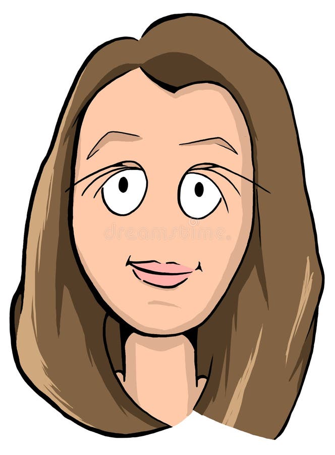 Caricature De Fille Avec Les Cheveux Blonds Et Rouges, Les Lèvres Roses ...