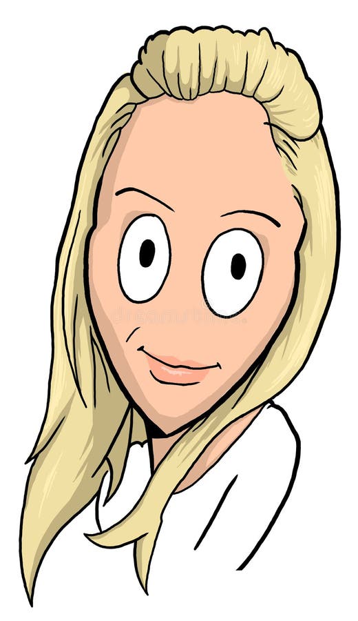 Caricature De Fille Avec Les Cheveux Bruns Et Les Grands Yeux ...