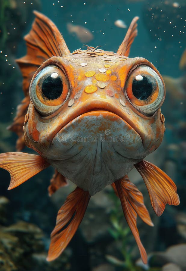 Caricature of a Fish with Big Eyes Close-up. Stock Photo - Image of ...