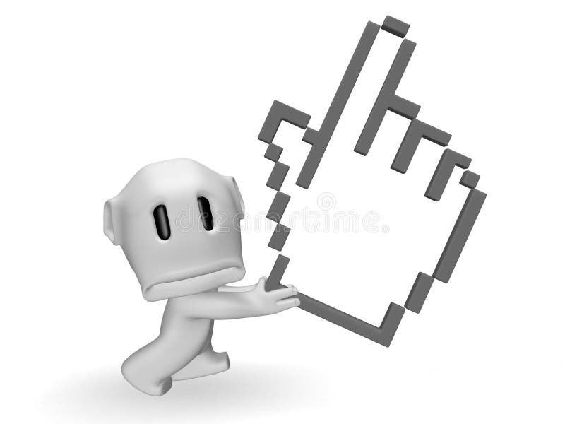 Caricature of a Sad Man with Hand Cursor Pixel Stock Illustration ...