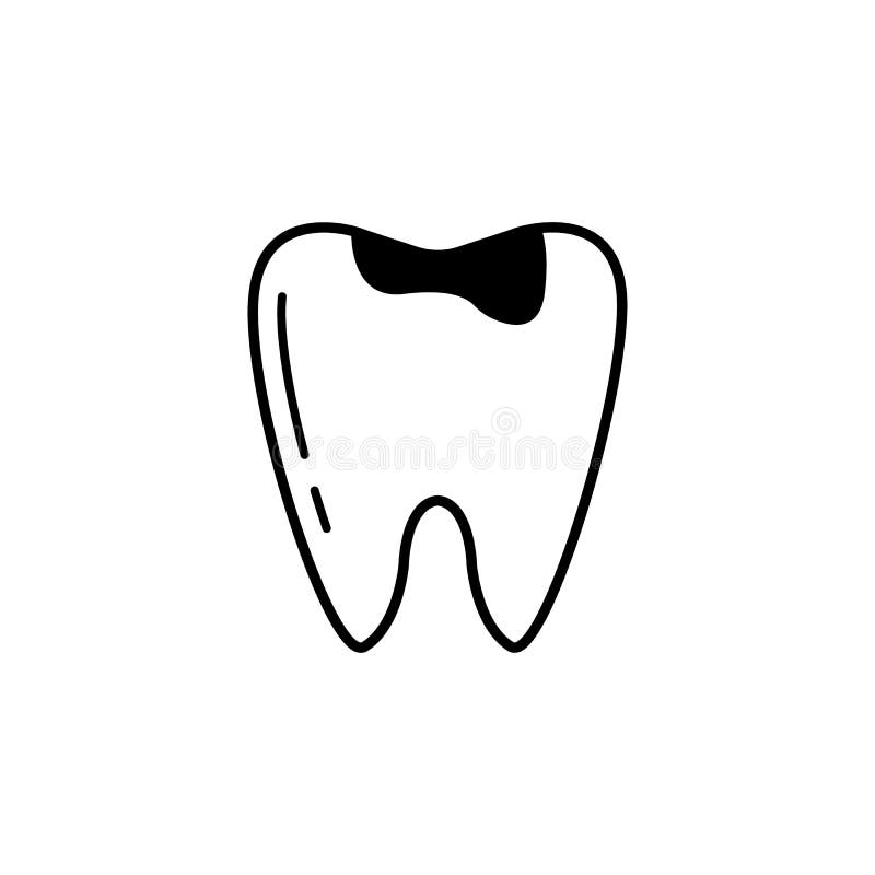 Caries Line Icon, Dentistry and Teeth, Sick Tooth Sign, Vector Graphics ...