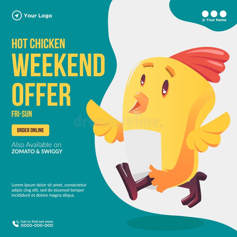 Banner Design of Hot Chicken Weekend Offer Stock Vector - Illustration ...