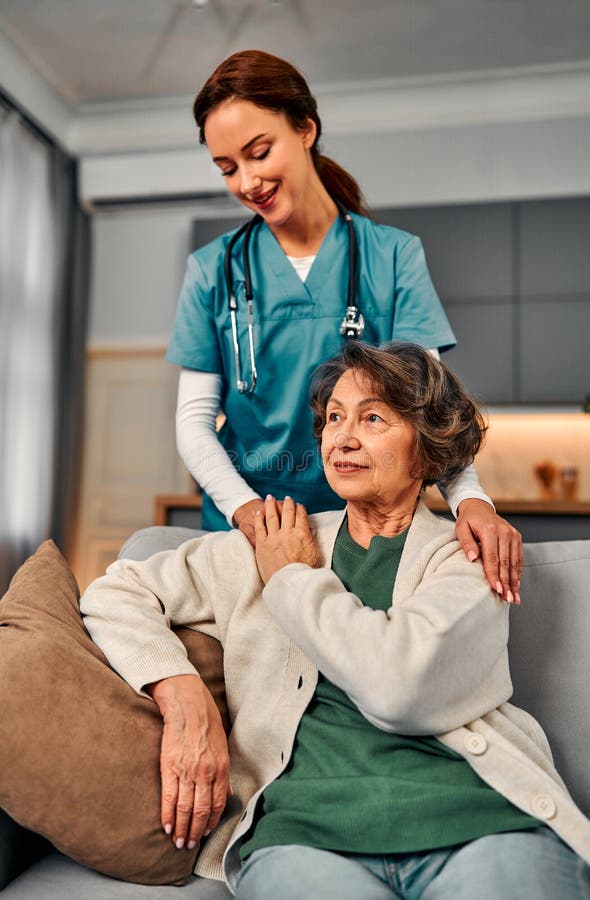 Caring for the elderly stock image. Image of help, health - 357448225