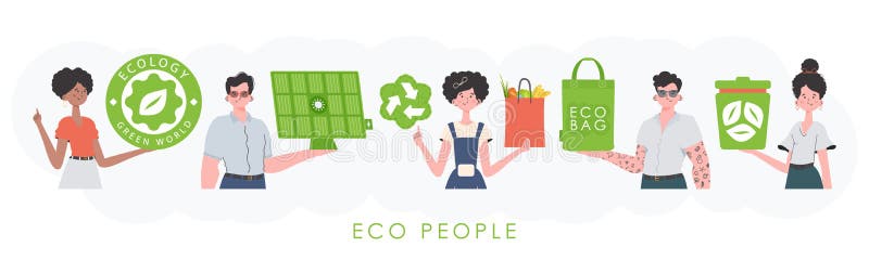 Caring for the Environment. ECO Friendly People. Trendy Style. Vector ...