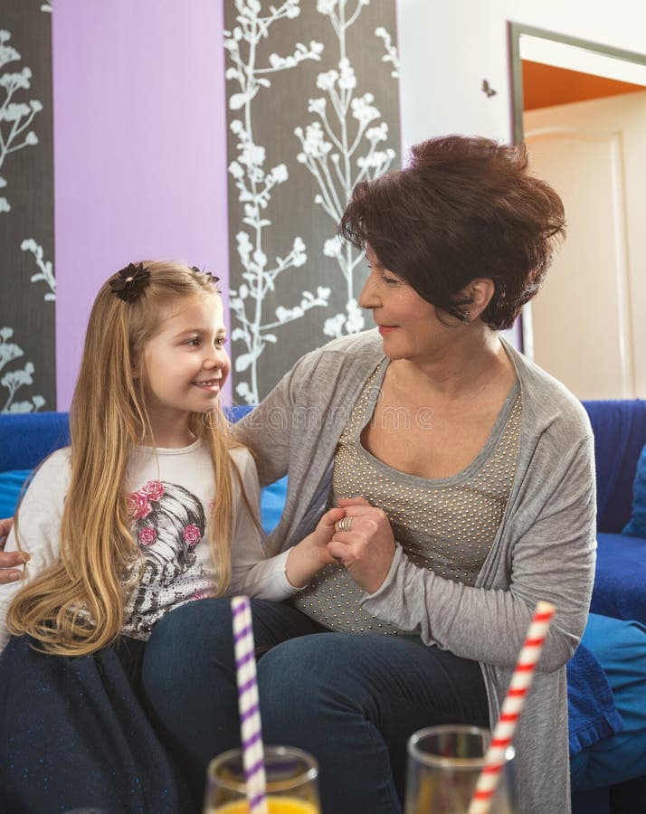 Caring Grandma and Granddaughter Stock Image - Image of beautiful ...