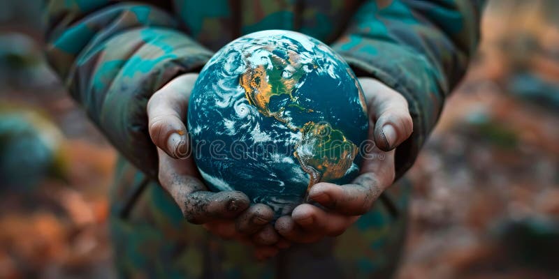 Caring Hands Cradling the Earth, Symbolizing Human Responsibility and ...