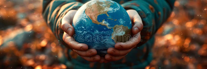 Caring Hands Cradling the Earth, Symbolizing Human Responsibility and ...