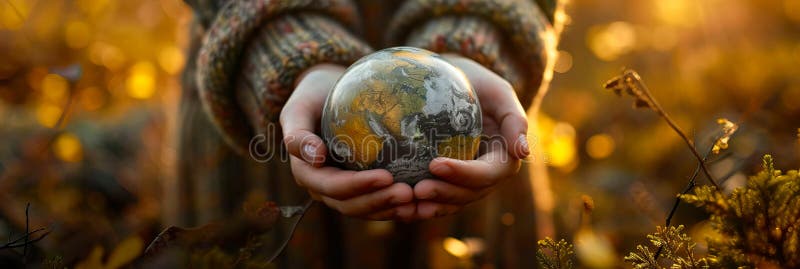 Caring Hands Cradling the Earth, Symbolizing Human Responsibility and ...