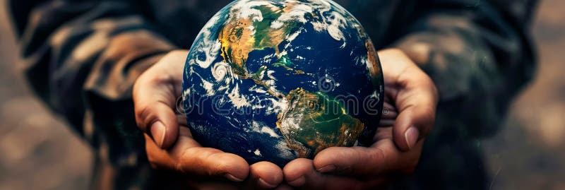 Caring Hands Cradling the Earth, Symbolizing Human Responsibility and ...