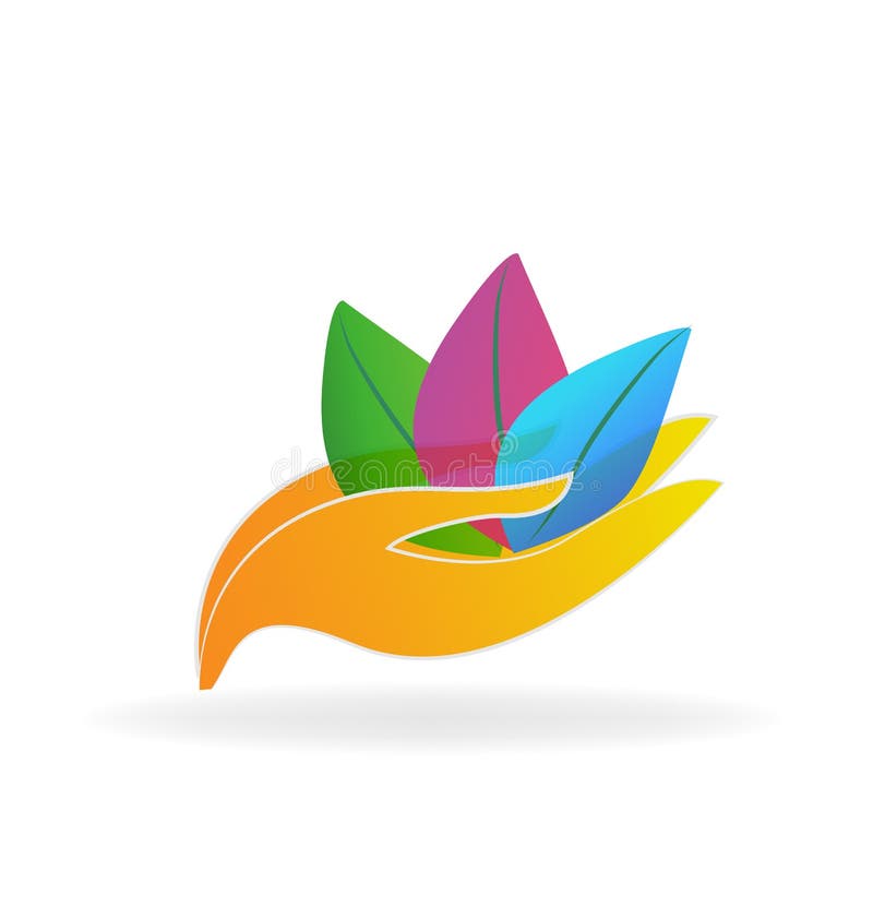 Caring Hands with Nature Leafs Icon Stock Vector - Illustration of ...