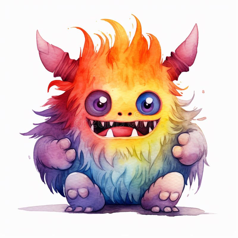 Caring Watercolor Monster is always There for You Stock Illustration ...