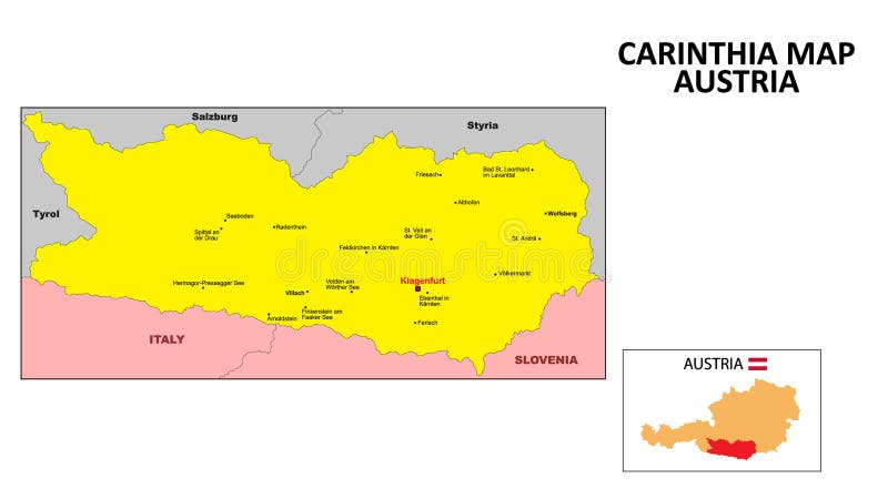Carinthia Map. State and District Map of Carinthia Stock Vector ...