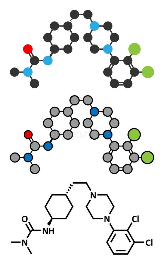 Cariprazine Antipsychotic Drug Molecule. Skeletal Formula. Stock ...
